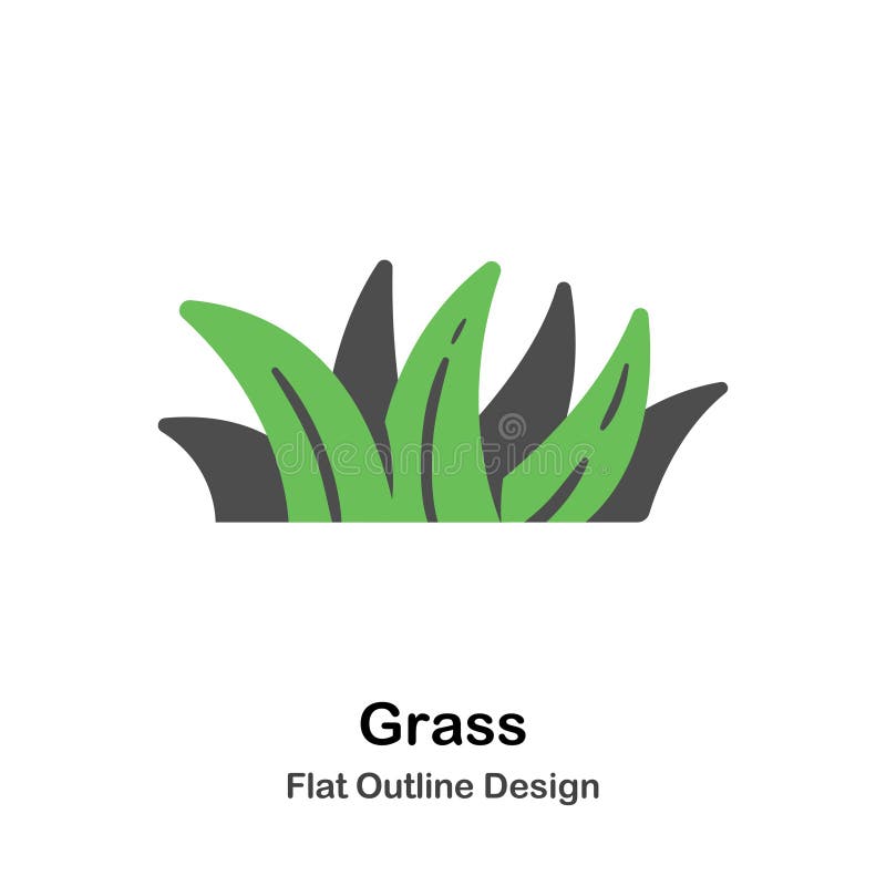 Grass Outline Flat Illustration Stock Vector - Illustration of ecology ...