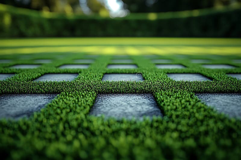 Grass Pavers with Interlocking Stones in Garden, Landscaping, CloseUp ...