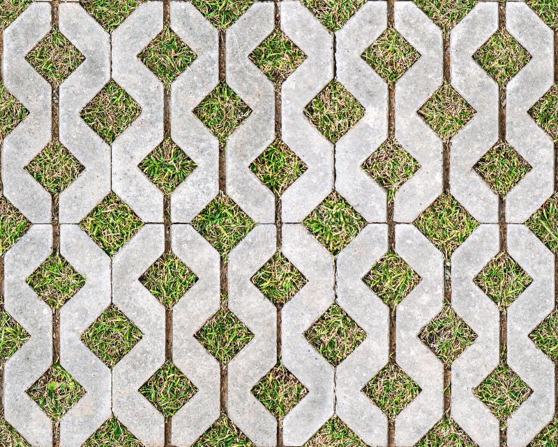 Grass Paving Stones in Geometric Pattern Stock Image - Image of grass ...