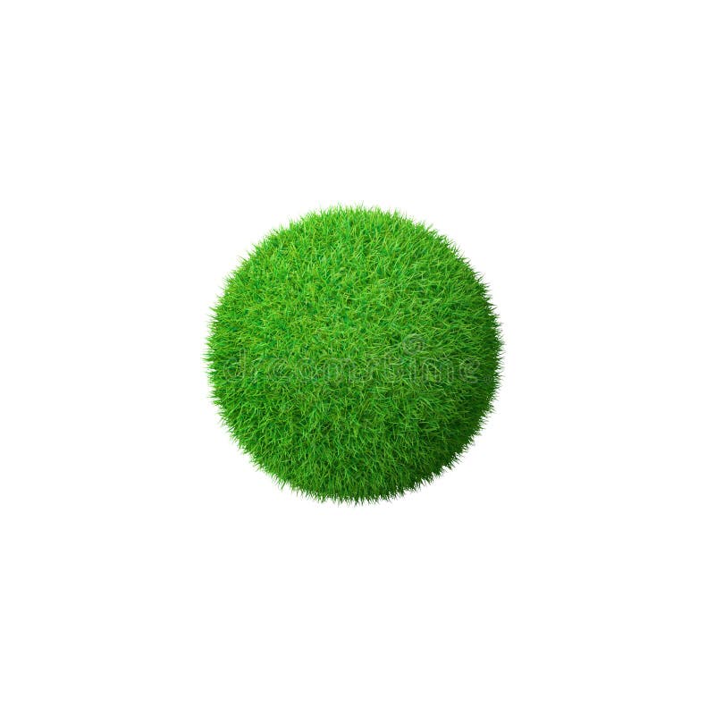Grass Planet on White Background, 3D Illustration, Concept Stock ...