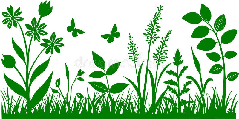 Grass and Plants Natural Scene Vector Illustrations Stock Vector ...