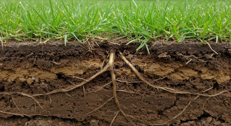 Grass Roots and Soil Layers Crosssection View of Grass Roots ...