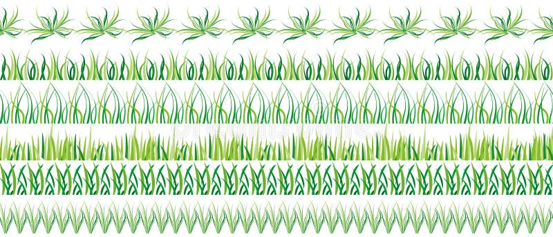 Grass Seamless Patterns, Seamless Borders Set. Decor Elements, Spring ...