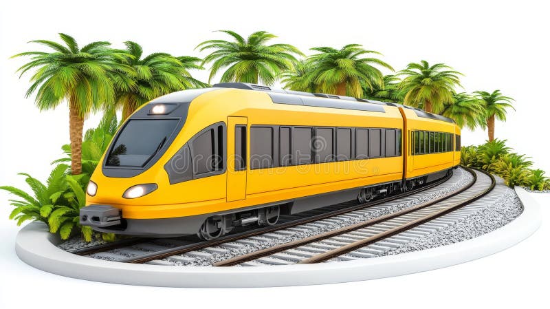 On the Grass, a Small Model of a High-speed Train Painted Yellow is ...