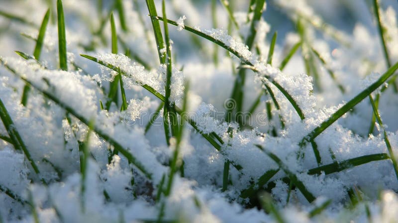Grass in snow stock photo. Image of organic, chlorophyll - 4222976