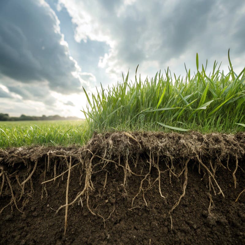 Grass Soil. a Cross Cut Look at St. Augustine Grass with a View of the ...