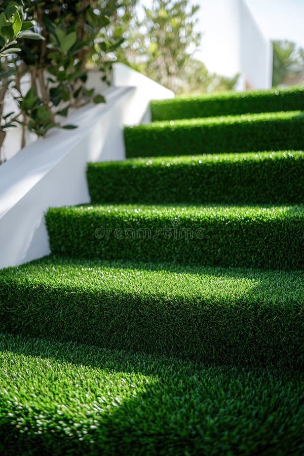Grass on Stairs Close Up stock photo. Image of interior - 381894898