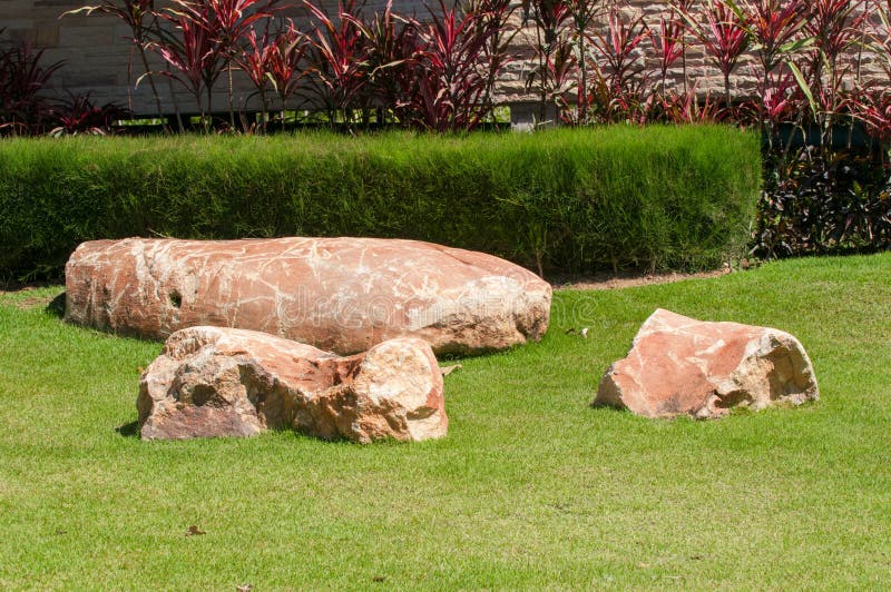 Grass with stone stock photo. Image of color, rock, green - 56601086