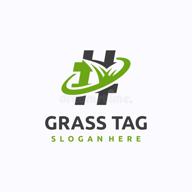 Grass Tag Logo Design Template. Hashtag Sign Concept with Grassland ...