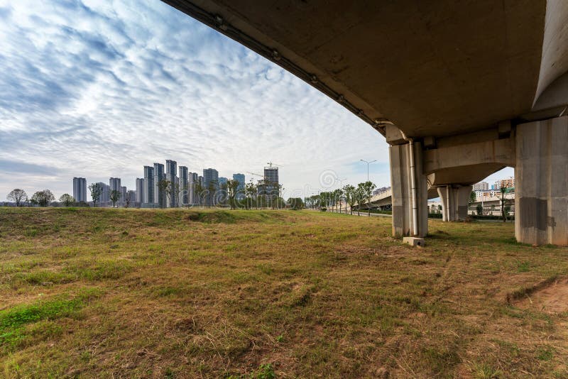 Grass Under the Overpass,Freeway, Overpass and Junction Stock Image ...