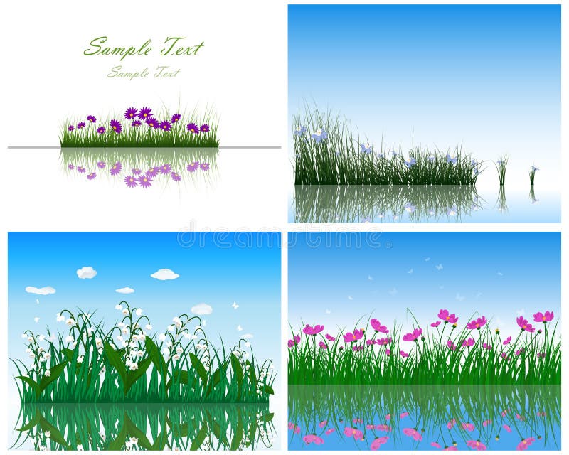 Grass on water stock vector. Illustration of growth, element - 11355356