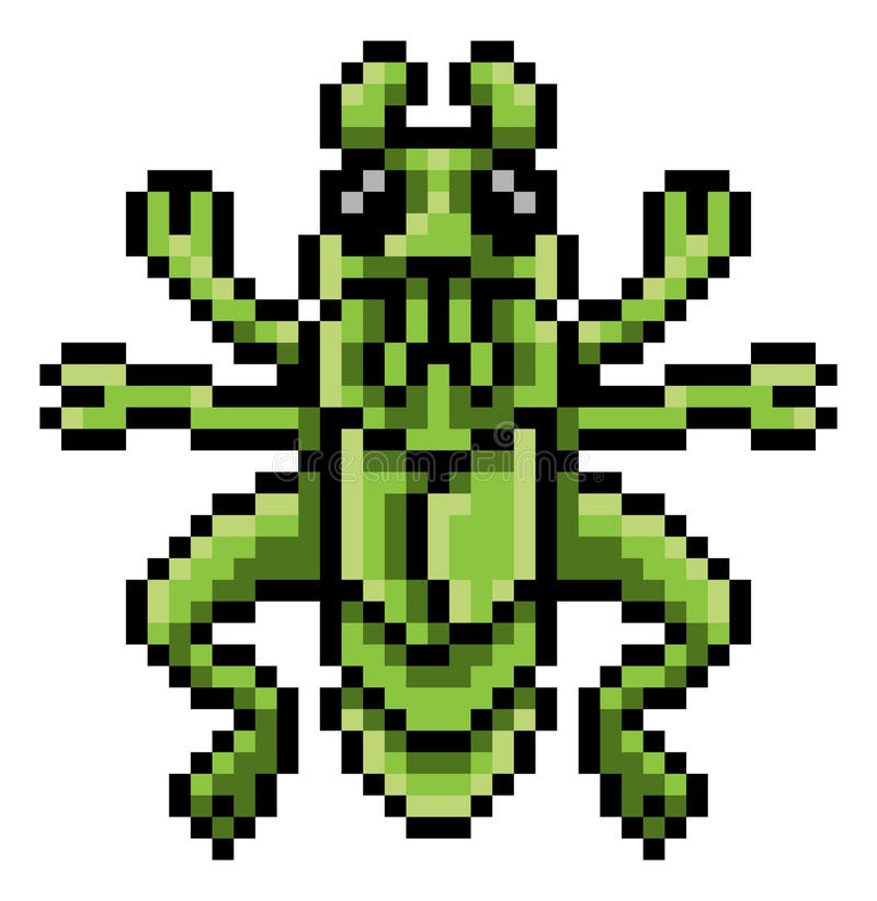 Grasshopper Bug Insect Pixel Art Game Cartoon Icon Stock Vector ...