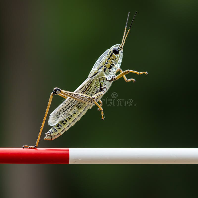 Grasshopper (Caelifera), Displaying Green and Black Patterned Body ...
