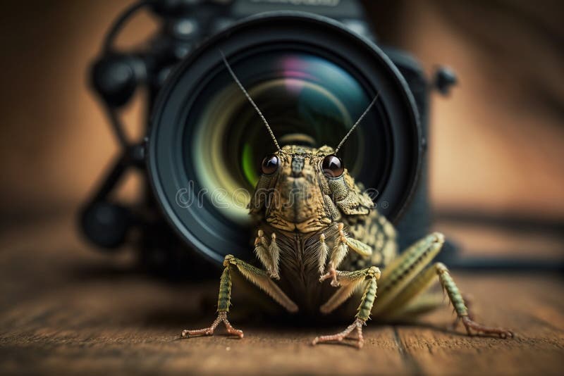 A Grasshopper with a Camera Created by Generative Ai Stock Illustration ...