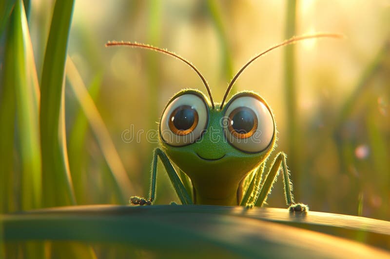 Grasshopper Cartoon Character (Created with Stock Images) Stock Photo ...