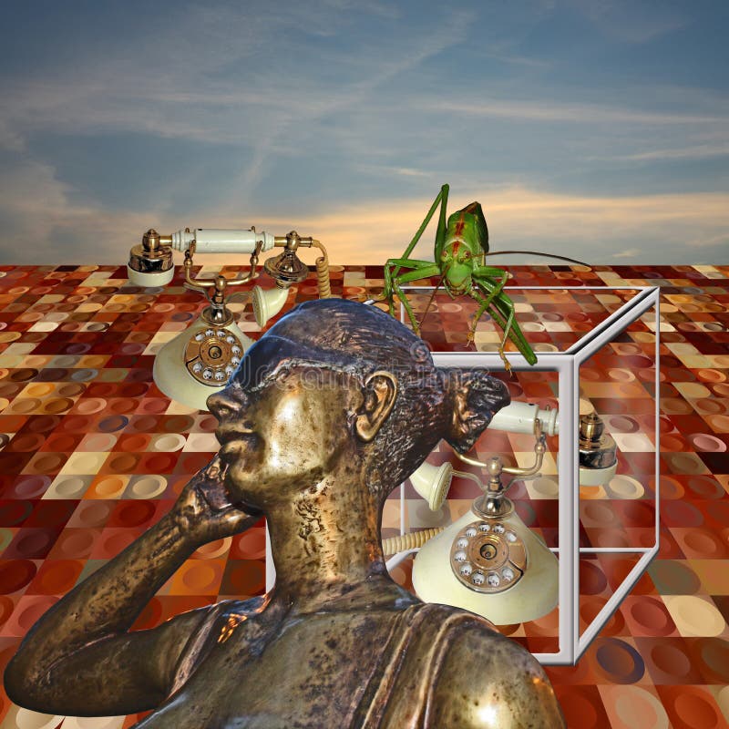 Grasshopper Eagerly Waiting for Phone Call Stock Image - Image of ...