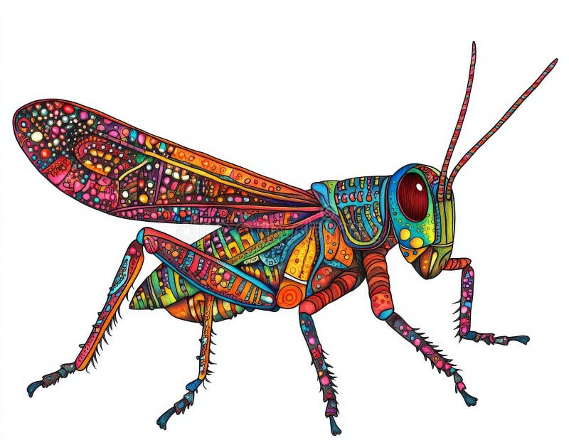 A Grasshopper Illustration that is Vivid, with Bold Colors and ...
