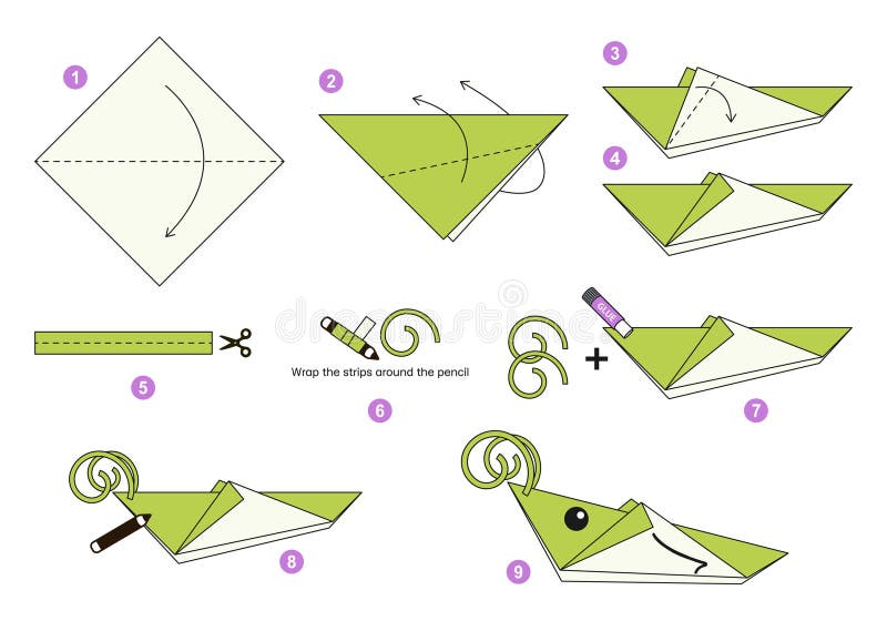 Origami Tutorial for Kids. Origami Cute Grasshopper. Stock Vector ... Origami Tutorial for Kids. Origami Cute Grasshopper. Stock Vector ...