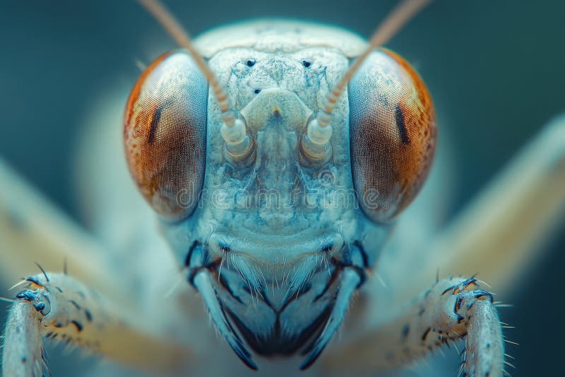 Close-up View of a Grasshopper Showcasing Intricate Details of Its Eyes ...