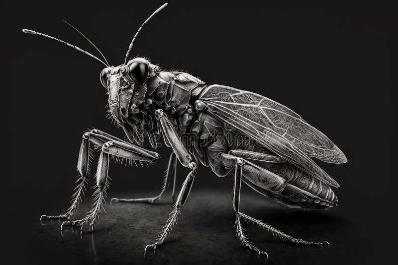 Grasshopper Sketch on Black, Generated by Ai Stock Illustration ...