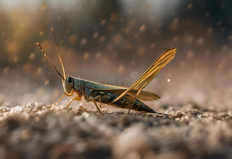 The Grasshopper is Standing in a Puddle of Rain on a Ground Stock ...