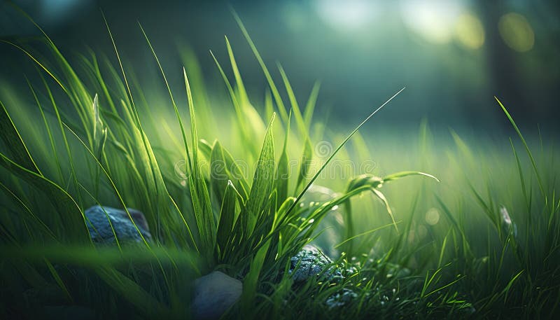 A Grassy Area with Rocks and Grass in the Foreground. Stock ...