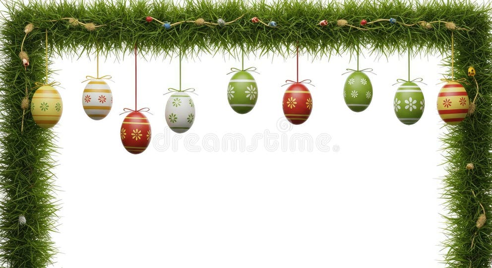 Grassy Border with Hanging Easter Eggs Stock Illustration ...