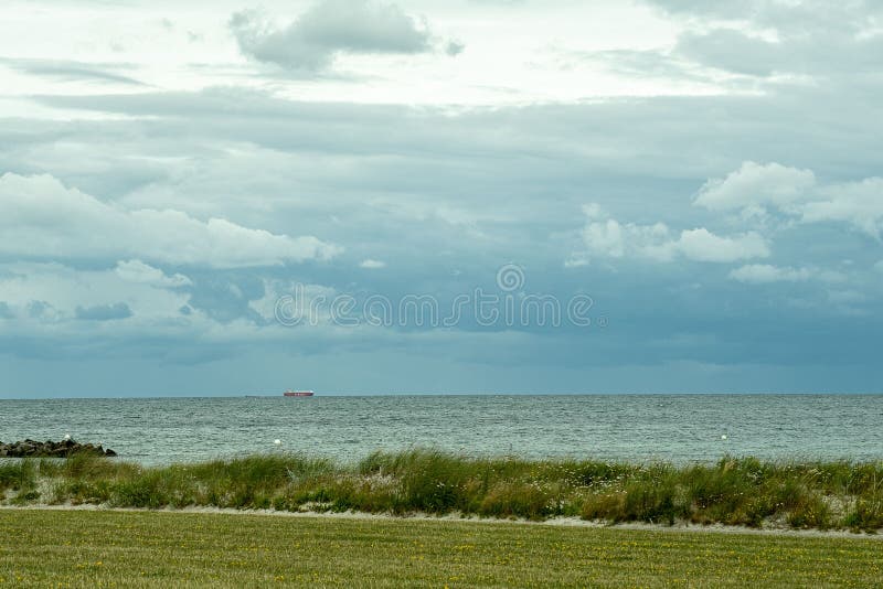 Grassy Coast on a Cloudy Day Stock Image - Image of nature, scenic ...