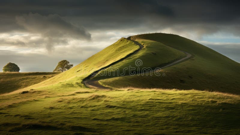 Atmospheric Hinterland Photograph of Grassy Green Hill in Denmark Stock ...