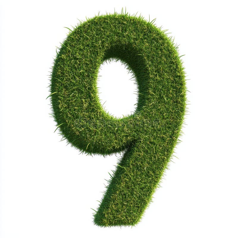 A Grassy Number 9, Symbolizing Nature and Eco-friendliness Stock ...