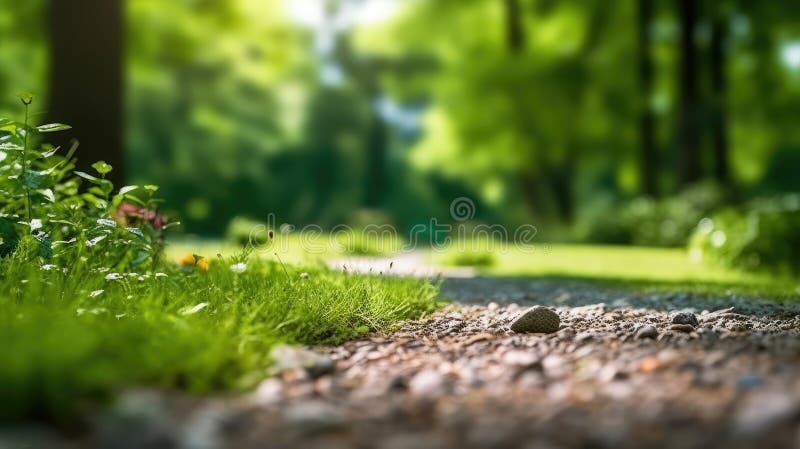 Grassy Path in the Middle of a Forest Stock Illustration - Illustration ...