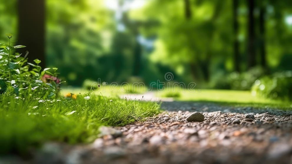 Grassy Path in the Middle of a Forest Stock Illustration - Illustration ...