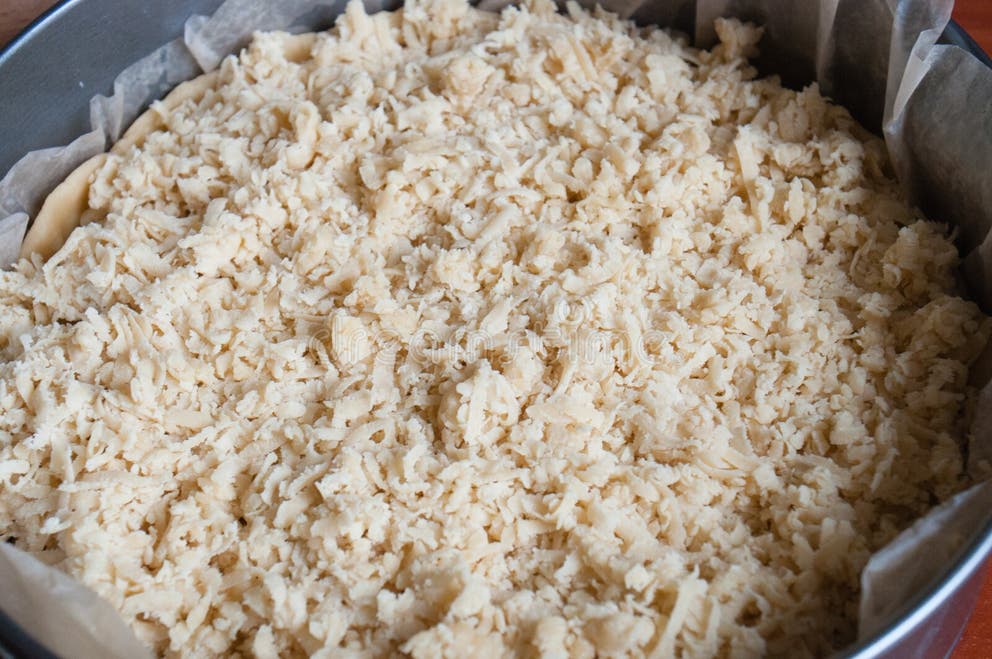 Grated Apple Pie in Shape, Top View, Dough Texture Stock Image - Image ...