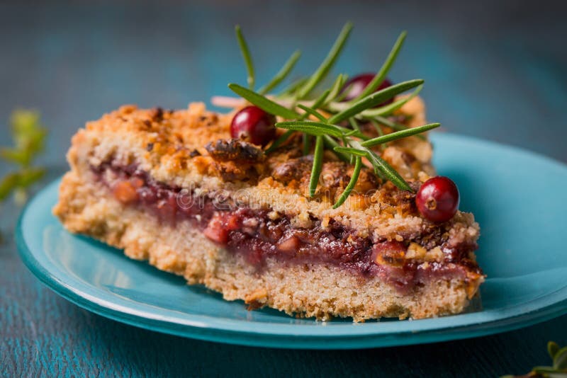 Grated Cake with a Jam on a Blue Plate Stock Photo - Image of marzipan ...