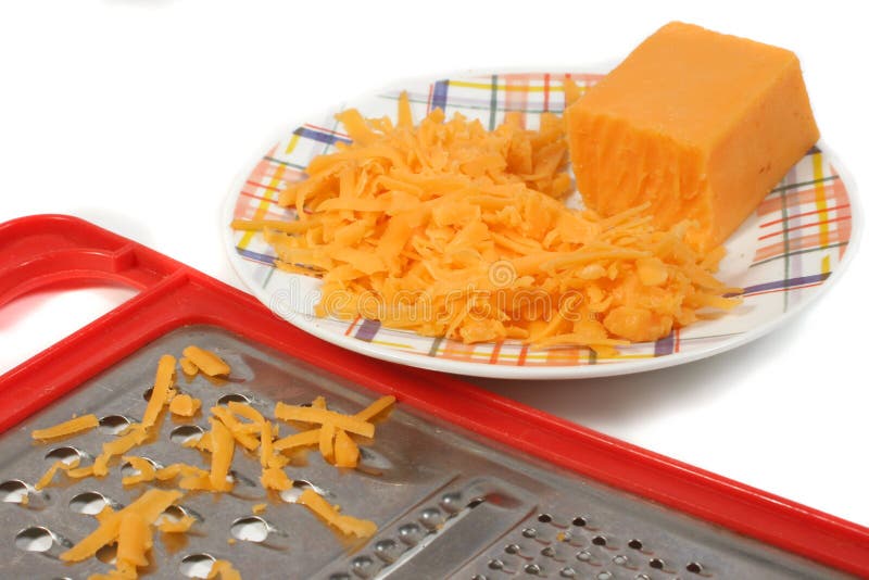 Block and Grated Cheddar Cheese Stock Photo - Image of shred, crumbling ...