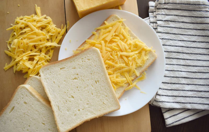 Grated Cheese on Bread. Cheese Sandwich. Stock Image - Image of diet ...