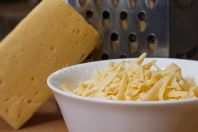 Grated Dutch Cheese in a Plate on a Board Stock Photo - Image of eating ...