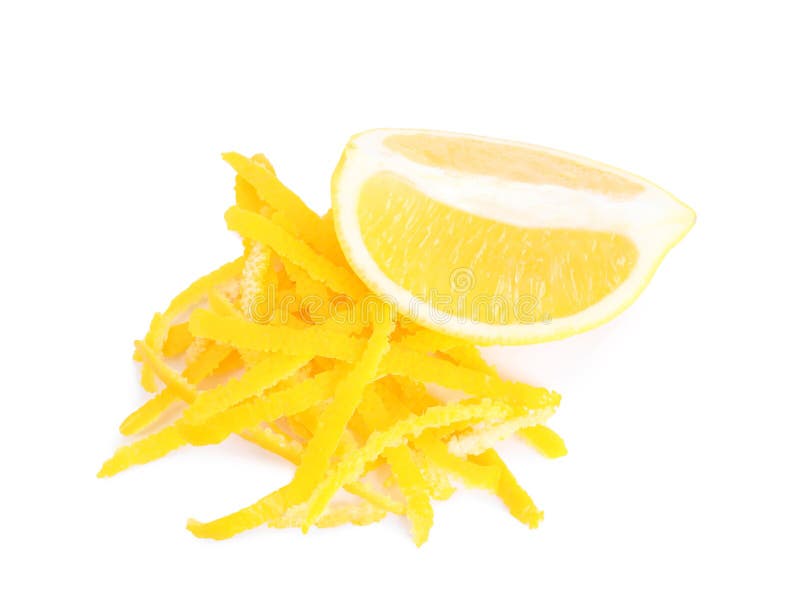 Grated Lemon Zest and Fresh Fruit on White Background Stock Image ...