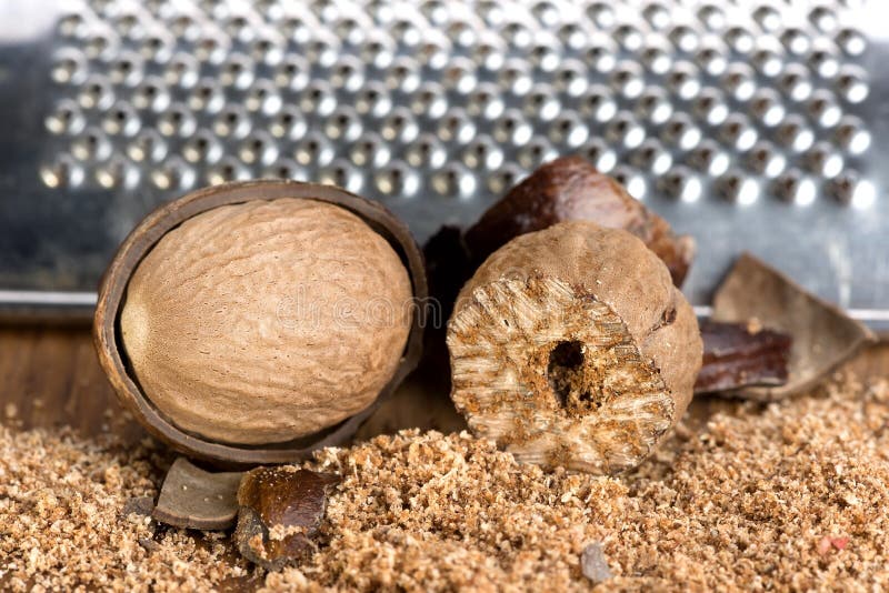 Grated Nutmeg and Whole Fruit Stock Photo - Image of food, full: 68518390