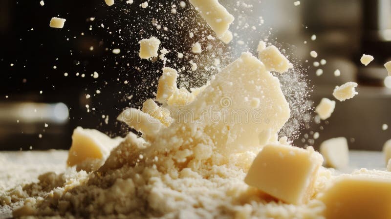 Grated Parmesan Cheese Falling on a Pile Stock Illustration ...