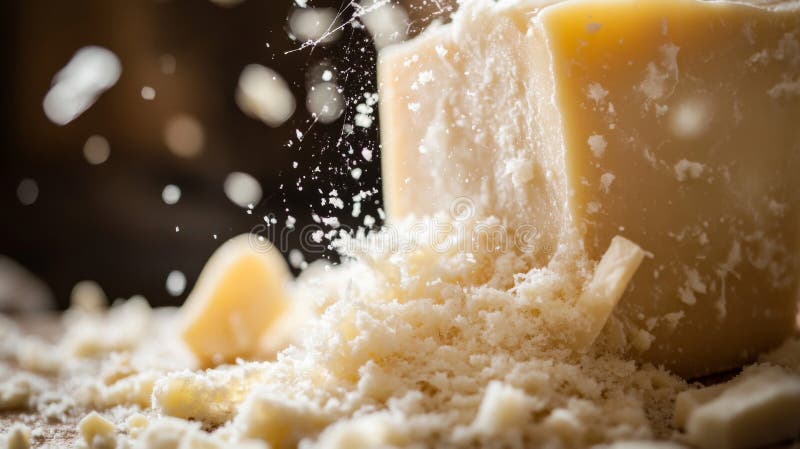 Grated Parmesan Cheese on Wooden Board Stock Illustration ...