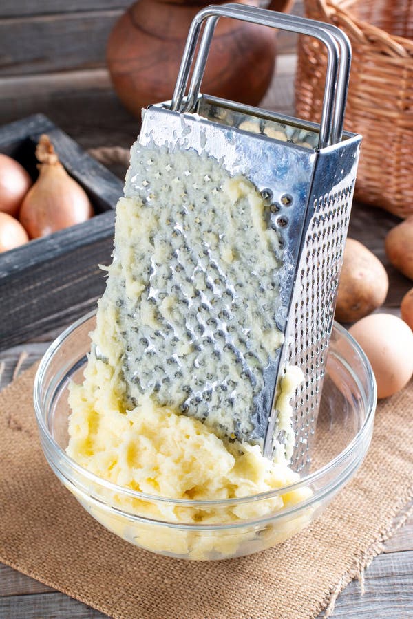 Grated Potatoes. Preparation Fried Potato Pancakes Stock Image - Image ...