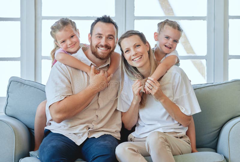 Grateful for Family. a Young Family Relaxing Together at Home. Stock ...