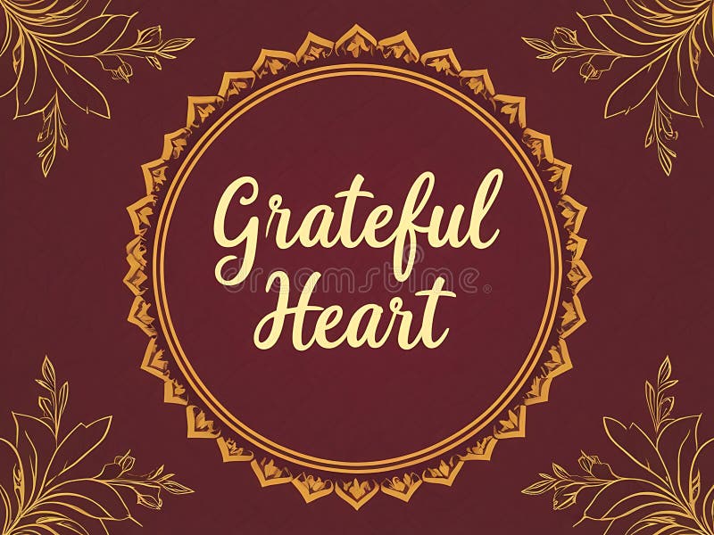 A Grateful Heart Design with Gold Ornamentation Stock Illustration ...