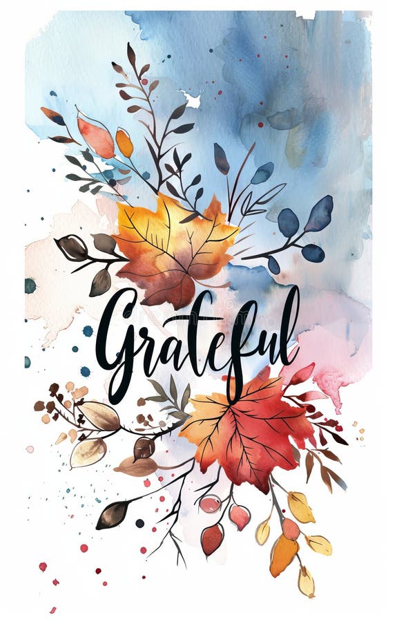 Grateful - Inspirational Modern Calligraphy Lettering Text on Abstract ...