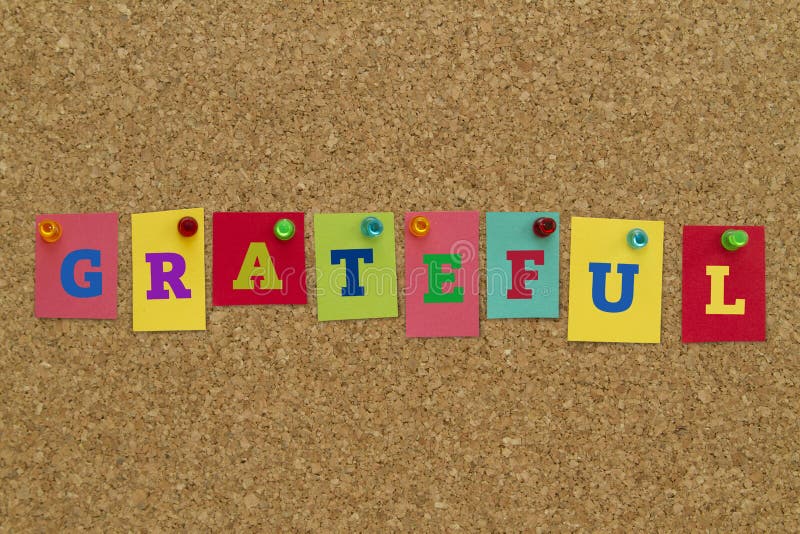Grateful Word Written on Colorful Notes Stock Image - Image of pinned ...
