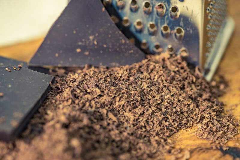 Grater and Grated Chocolate Closeup Stock Image - Image of macro ...