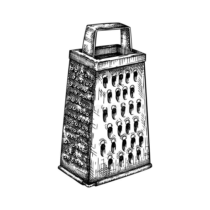 Grater Hand Drawn Illustration. Homemade Cookware. Hand Drawn ...