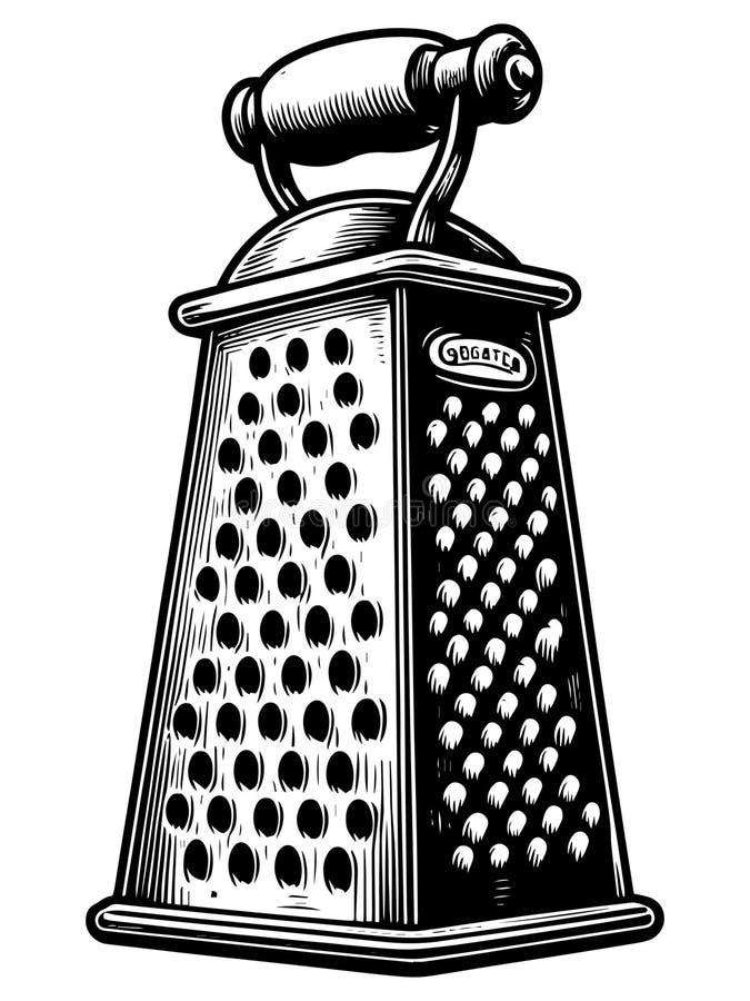 Grater Hand Drawn Kitchen and Cooking Illustration. Raster on White ...