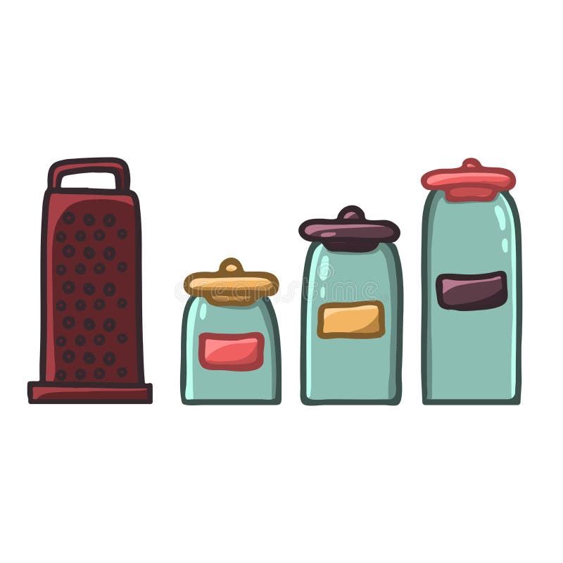 Grater and Jars Kitchen Utensils Vector Image Stock Vector ...